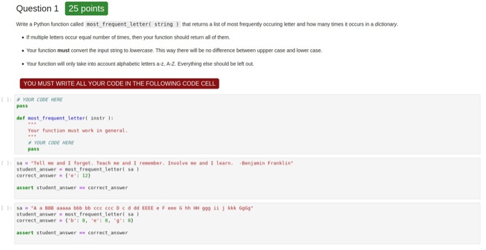 Solved Question 1 25 points Write a Python function called | Chegg.com