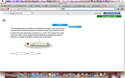 Solved A two-dimensional object with uniform mass density is | Chegg.com