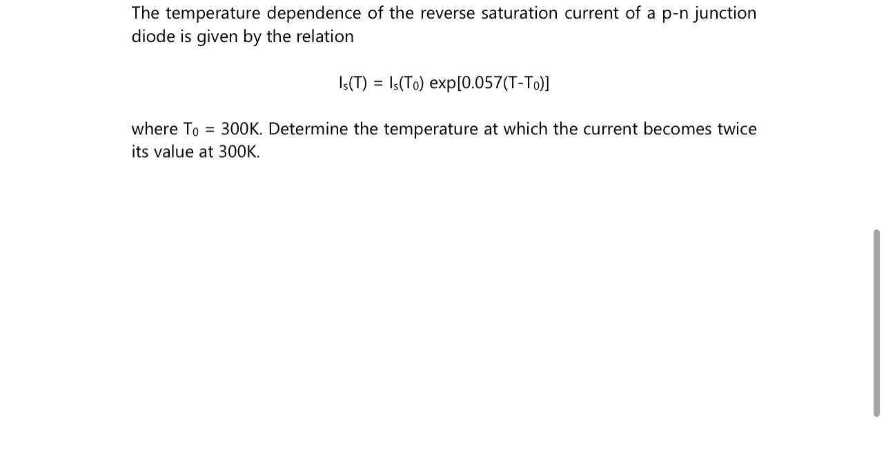 Solved The temperature dependence of the reverse saturation | Chegg.com