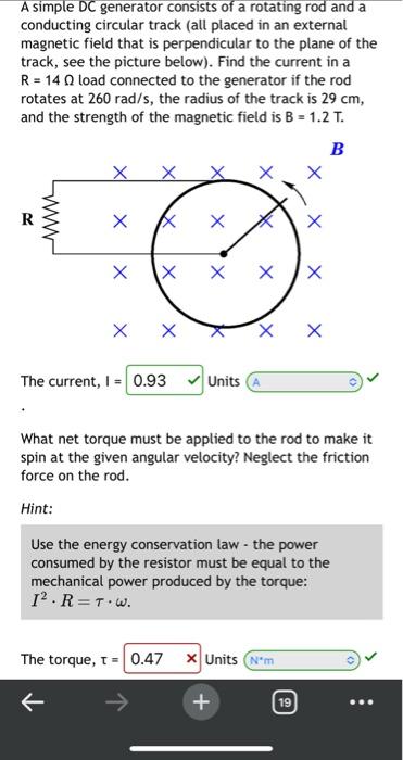Solved A simple DC generator consists of a rotating rod and | Chegg.com