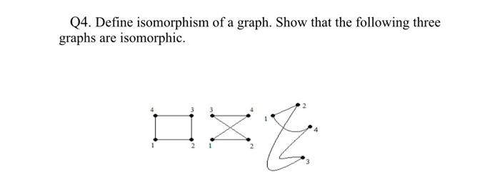 Solved Q4. Define isomorphism of a graph. Show that the | Chegg.com