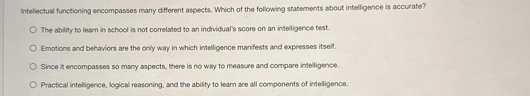 Solved Intellectual functioning encompasses many different | Chegg.com