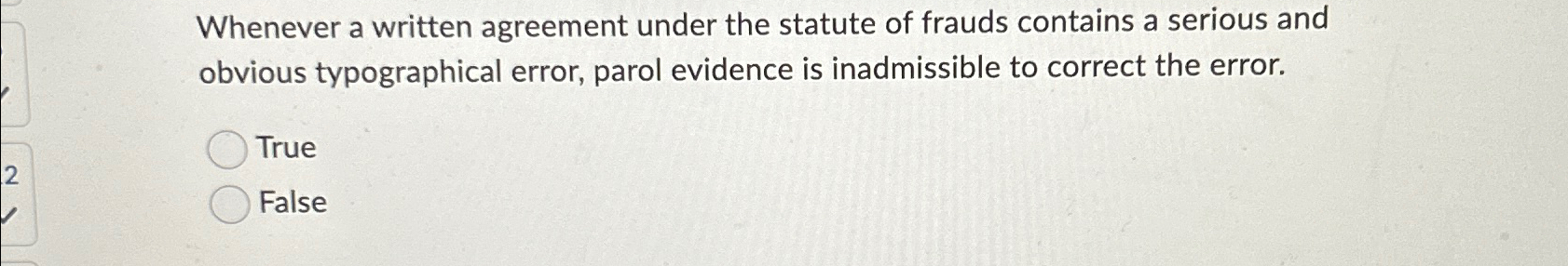 Solved Whenever a written agreement under the statute of | Chegg.com