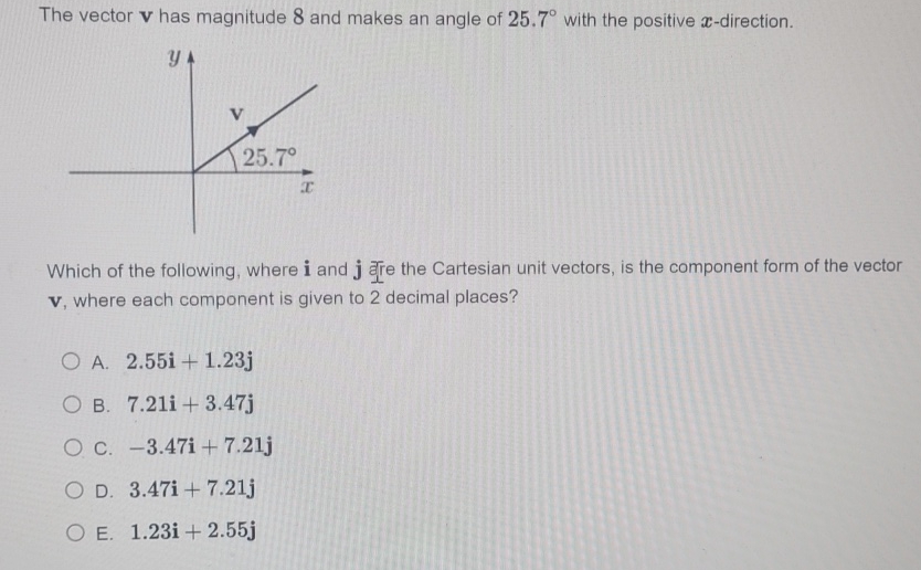 Solved The vector v ﻿has magnitude 8 ﻿and makes an angle of | Chegg.com