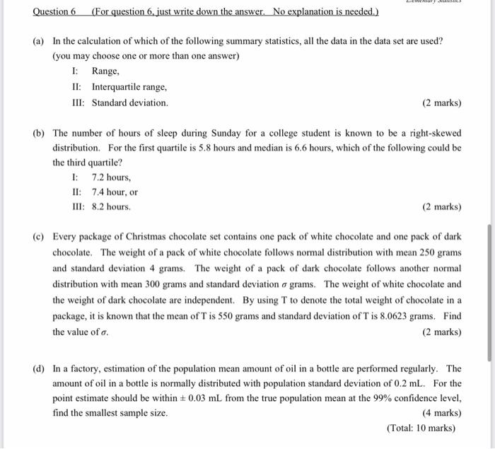 Solved CAL Question 6 (For question 6, just write down the | Chegg.com