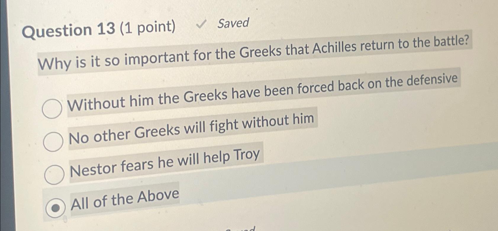 Solved Question 13 (1 ﻿point) ﻿SavedWhy is it so important | Chegg.com