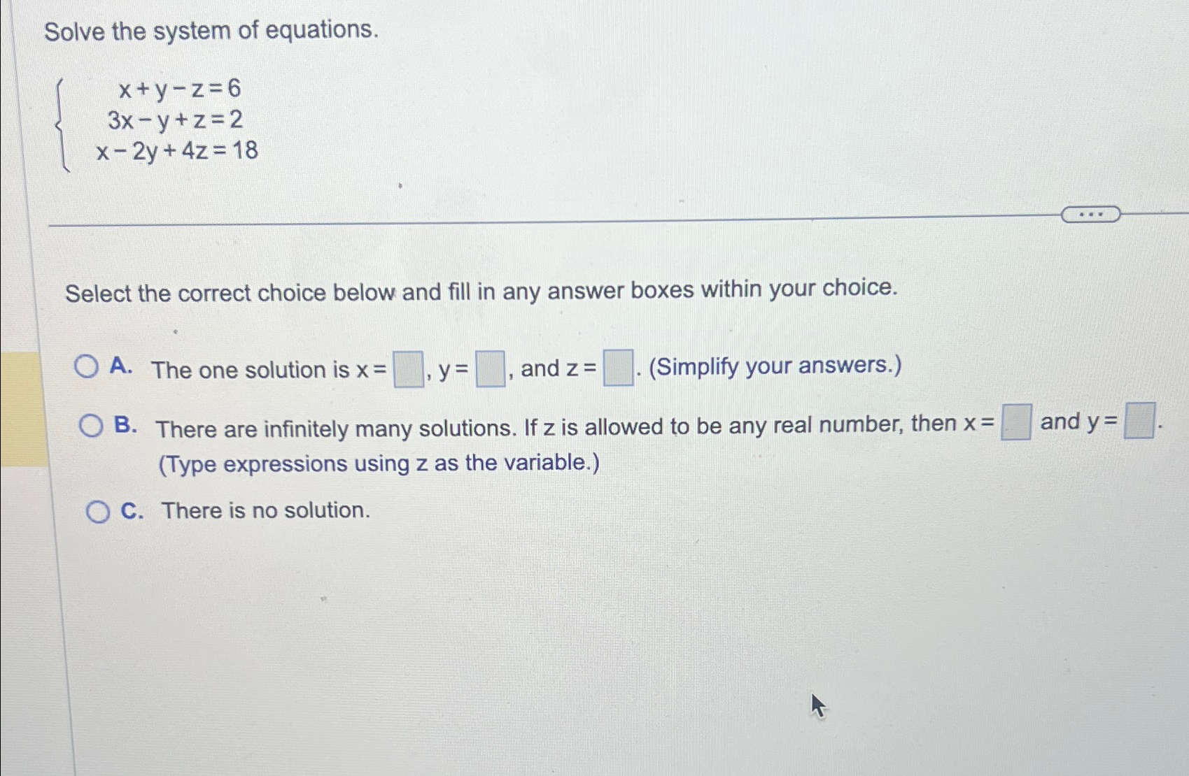 Solved Solve the system of | Chegg.com