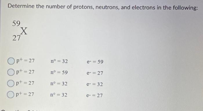 Solved Determine the number of protons, neutrons, and | Chegg.com