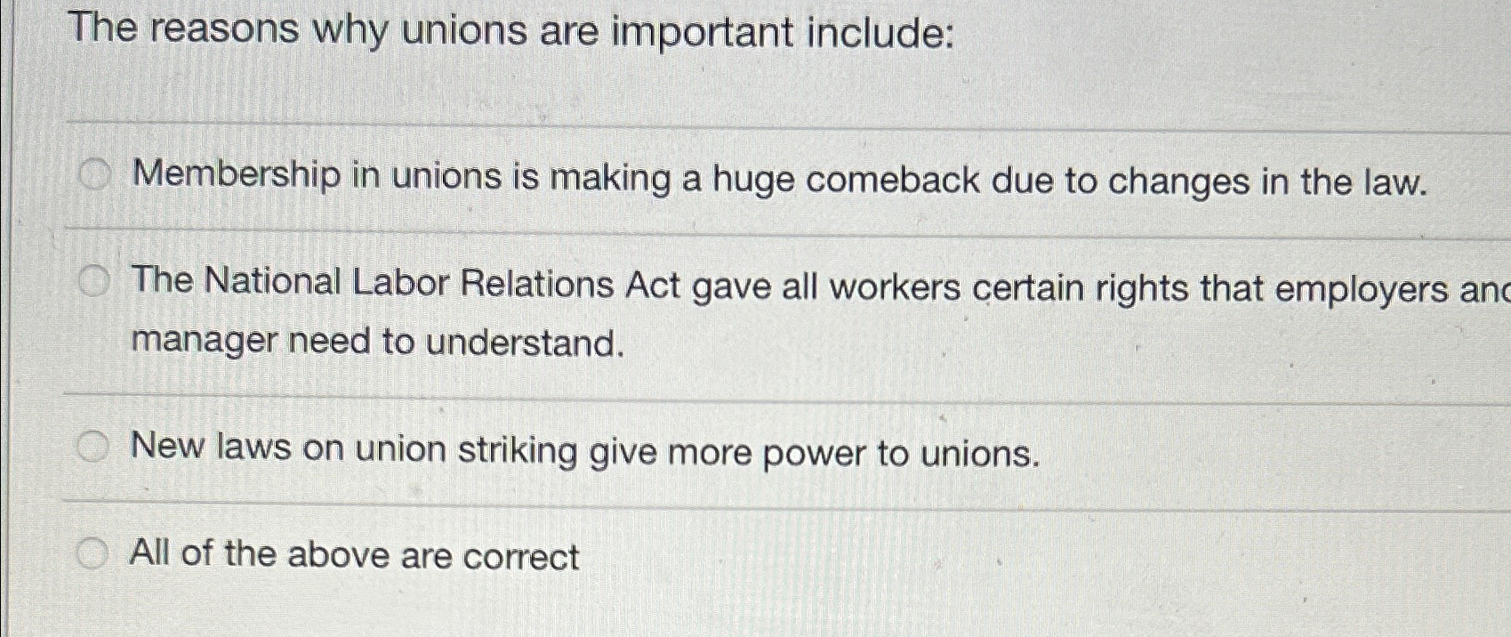 Solved The reasons why unions are important | Chegg.com
