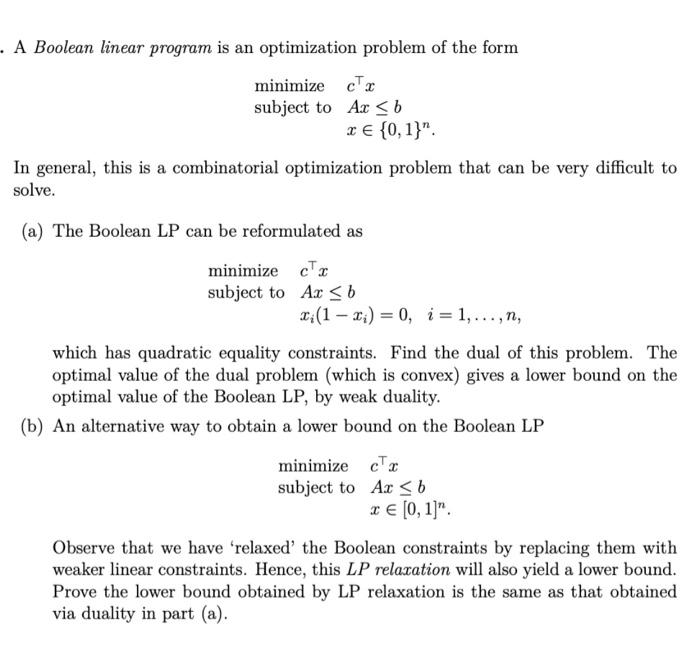 Solved A Boolean Linear Program Is An Optimization Problem