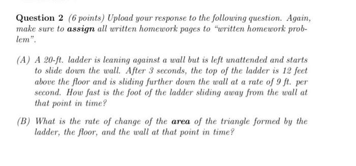 Solved Question 2 (6 points) Upload your response to the | Chegg.com