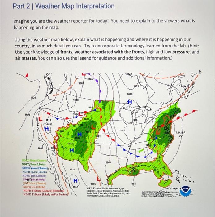 Solved Imagine you are the weather reporter for today! You | Chegg.com