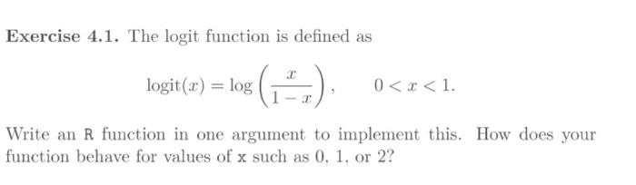 Solved Exercise 4.1. The logit function is defined as | Chegg.com