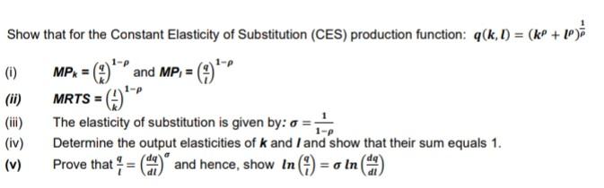 - Show that for the Constant Elasticity of | Chegg.com
