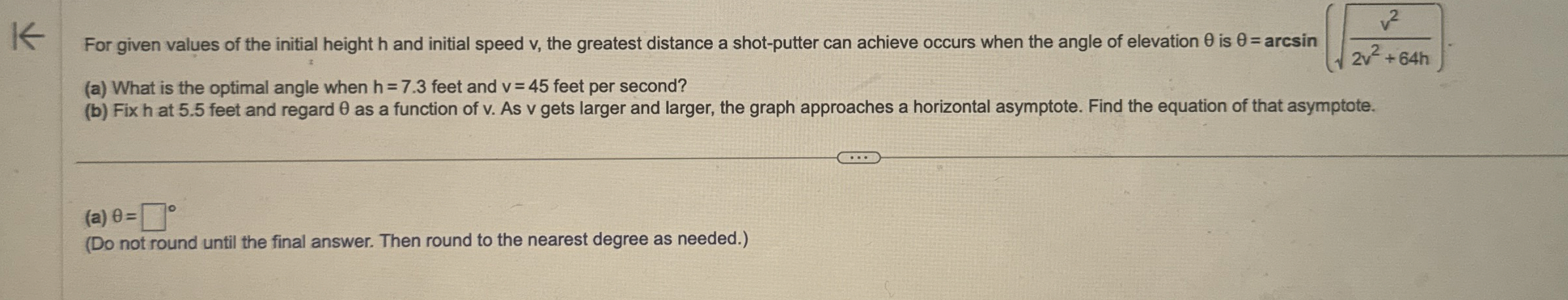 Solved For given values of the initial height h ﻿and initial | Chegg.com