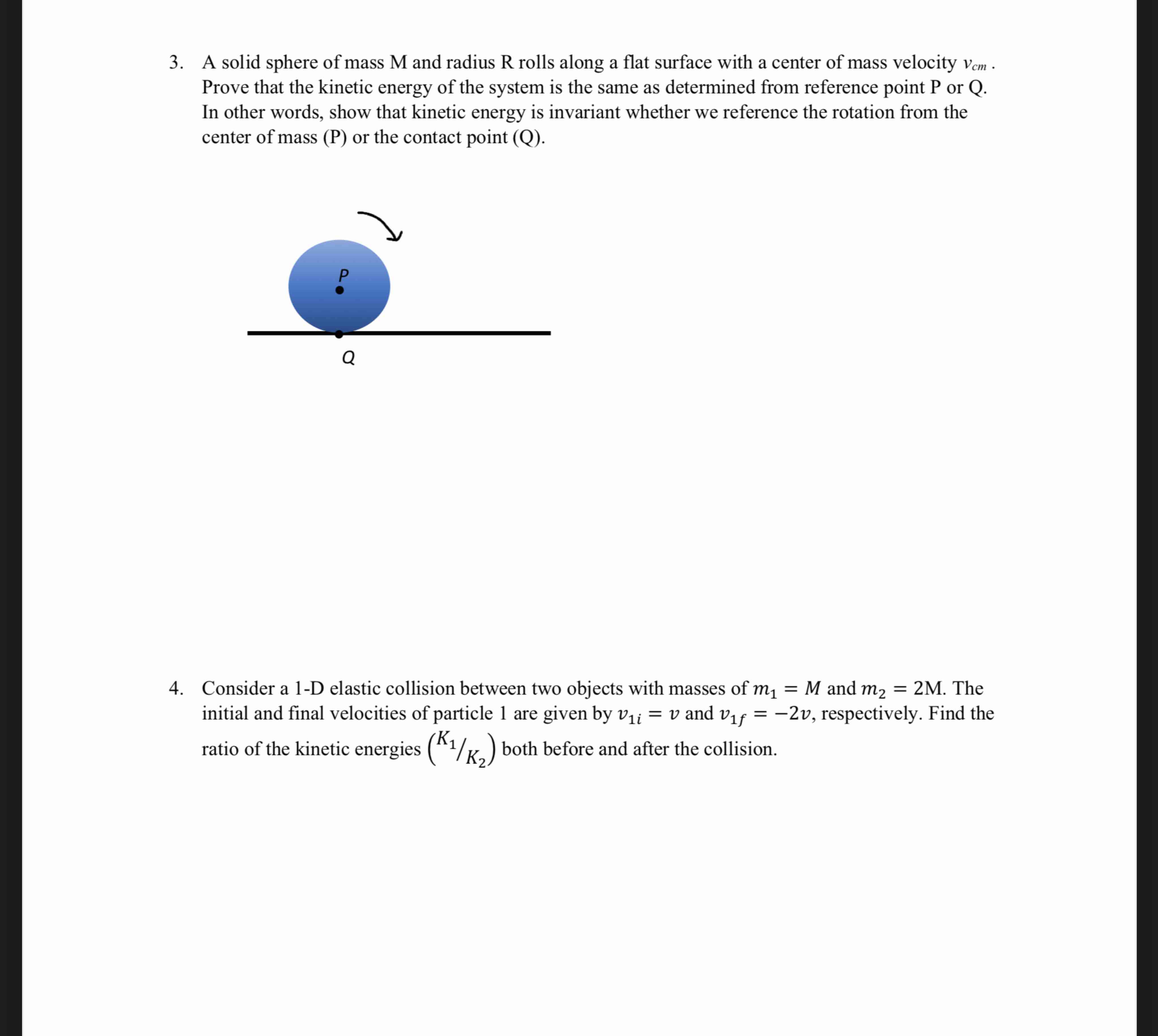 Solved A solid sphere of ﻿mass M ﻿and radius R ﻿rolls along | Chegg.com