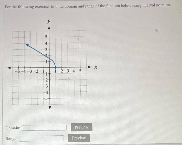 Solved For the following exercise, find the domain and range | Chegg.com