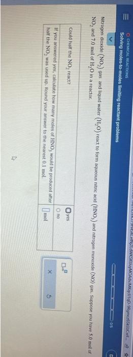 Solved Nitrogen dioxide (NO2) gas and liquid water (H,O) | Chegg.com