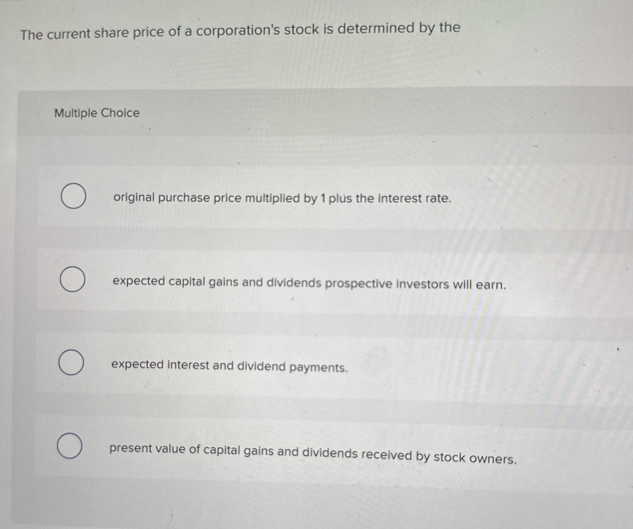 Solved The current share price of a corporation's stock is | Chegg.com