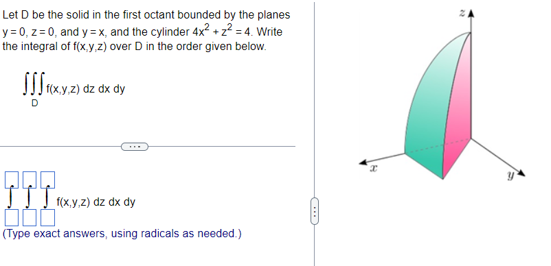 Solved Let D ﻿be the solid in the first octant bounded by | Chegg.com