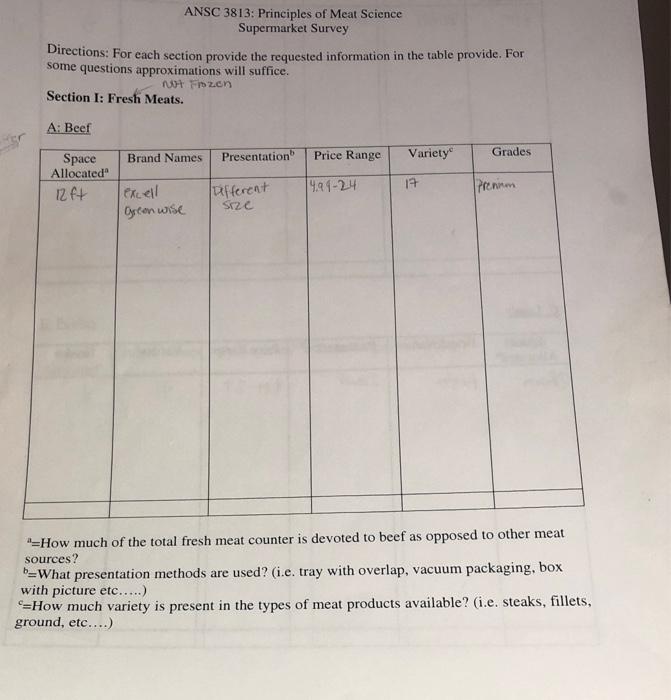 this first is lab for principle of meat science | Chegg.com