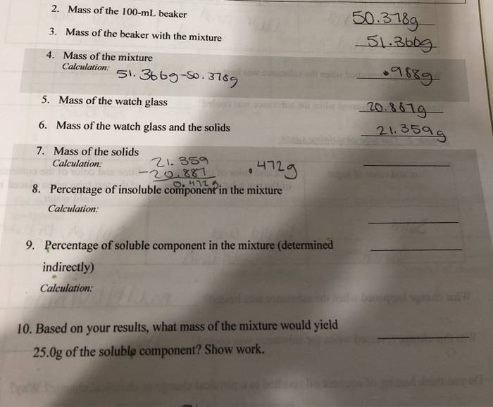 Solved 2. Mass of the 100-ml beaker 3. Mass of the beaker | Chegg.com