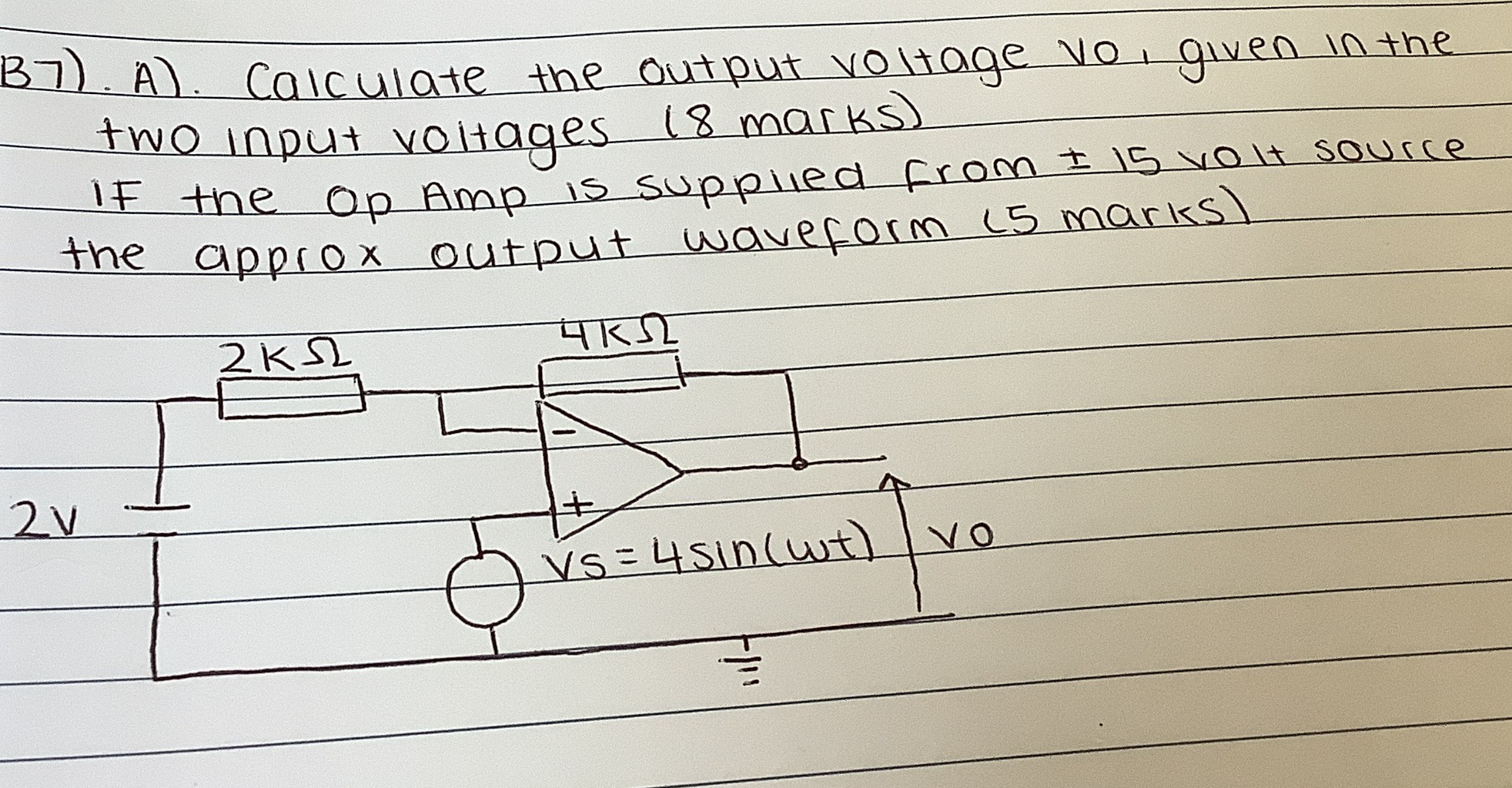Solved B7). ﻿A). ﻿Calculate the output voltage vo, ﻿given in | Chegg.com