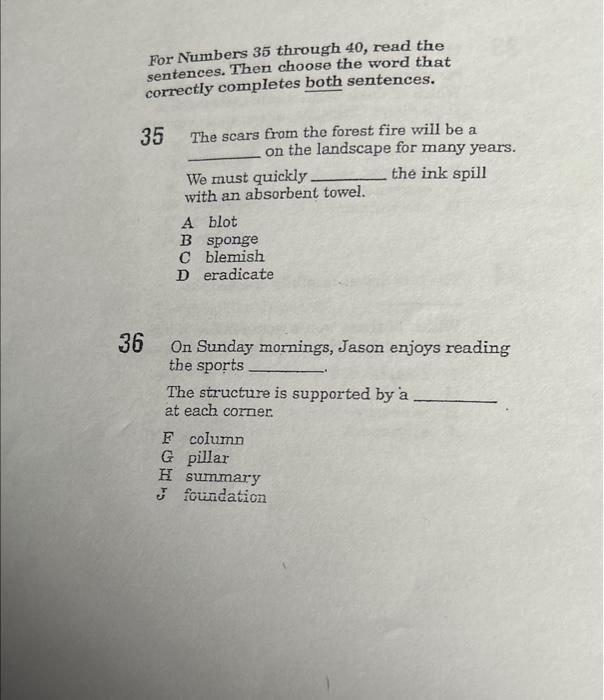 Solved For Numbers 35 through 40 , read the sentences. Then | Chegg.com