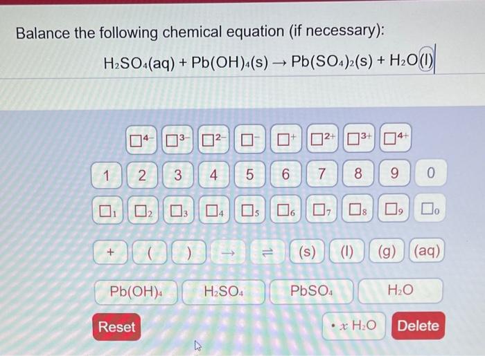 Solved Balance the following chemical equation (if | Chegg.com