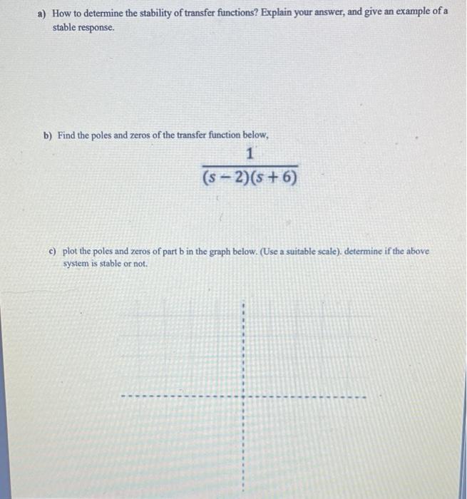 Solved a) How to determine the stability of transfer | Chegg.com