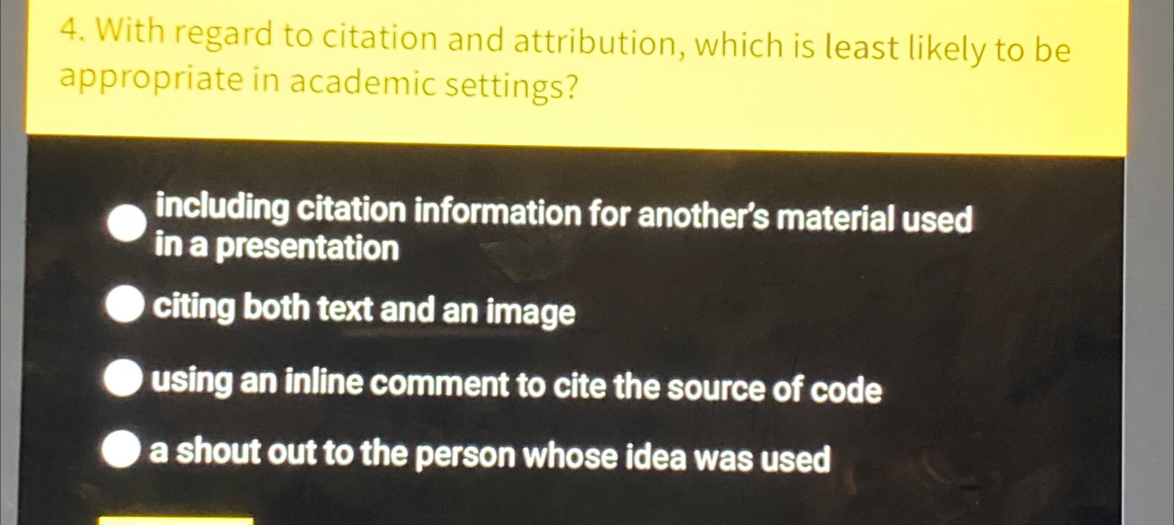 Solved With regard to citation and attribution, which is | Chegg.com