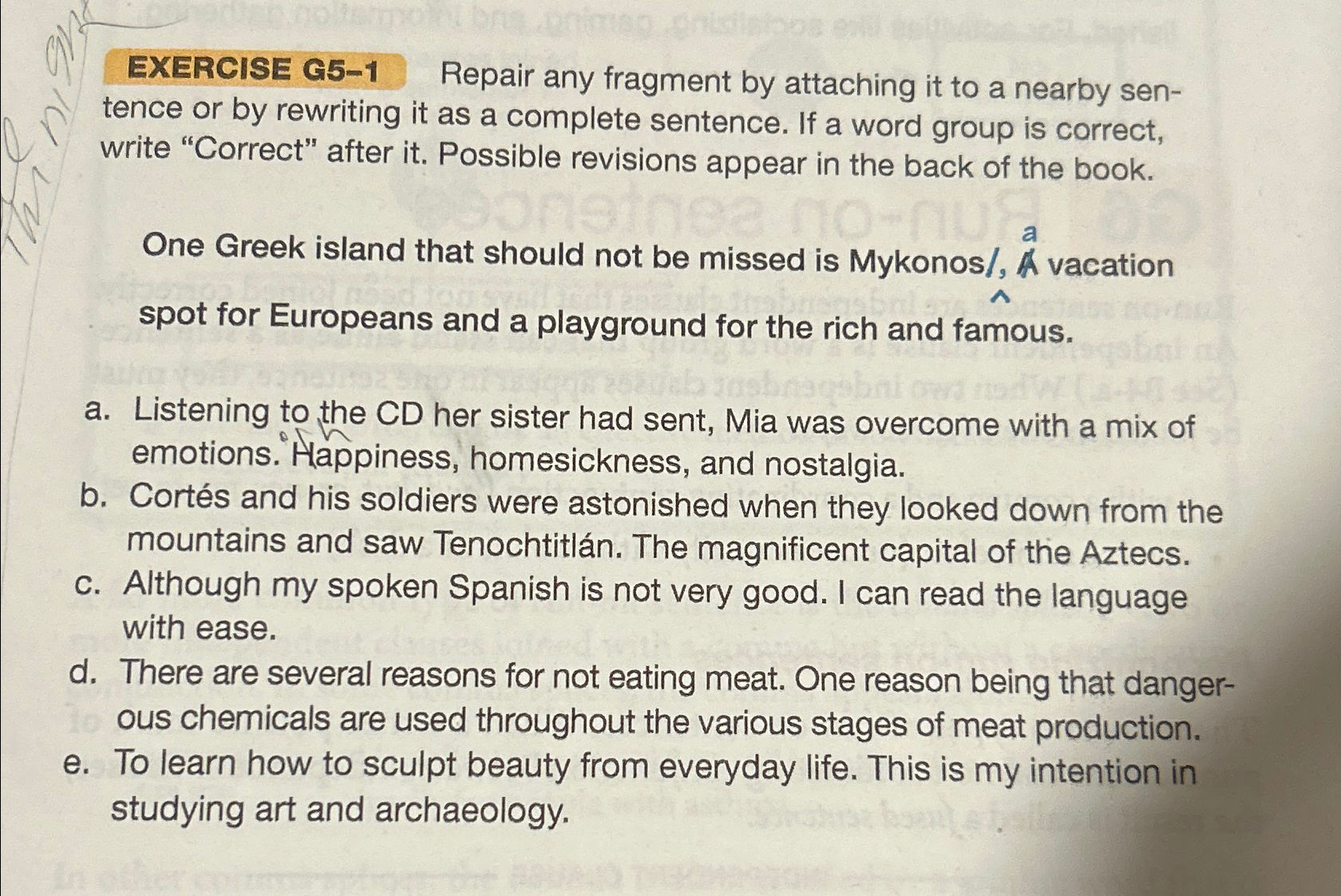 Solved EXERCISE G5-1 ﻿Repair any fragment by attaching it to | Chegg.com