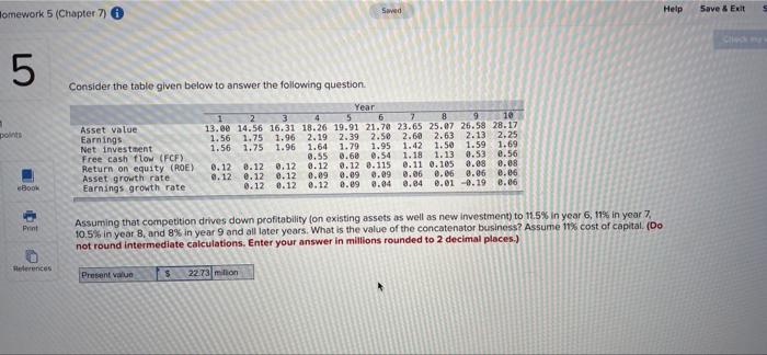 Solved Swed Homework 5 (Chapter 7) Help Save & Exit 5 | Chegg.com