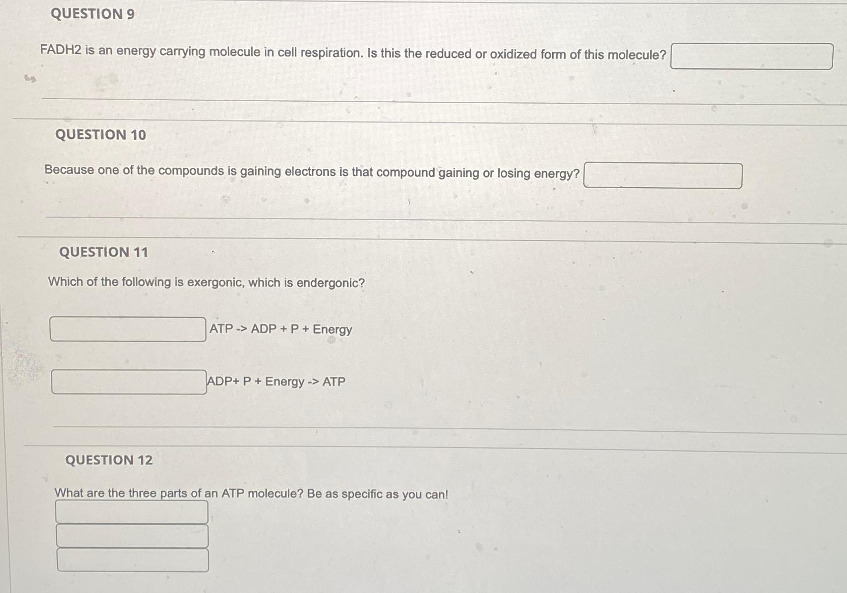 Solved QUESTION 9FADH2 ﻿is an energy carrying molecule in | Chegg.com