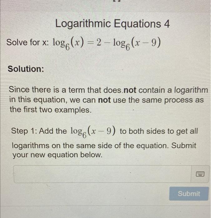 Solved Logarithmic Equations 4 Solve for | Chegg.com