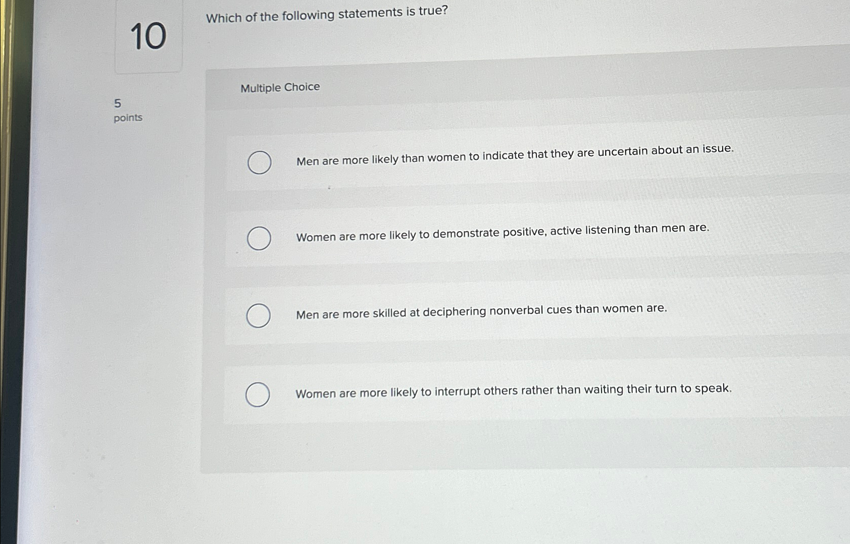Solved 10Which of the following statements is true?Multiple | Chegg.com