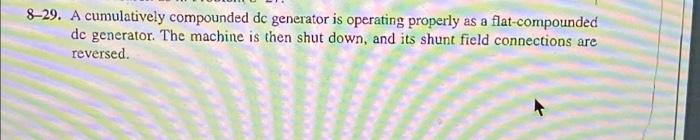 Solved 8–29. A cumulatively compounded de generator is | Chegg.com