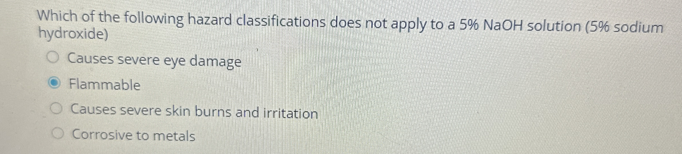 Which of the following hazard classifications does | Chegg.com