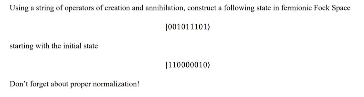Using a string of operators of creation and | Chegg.com
