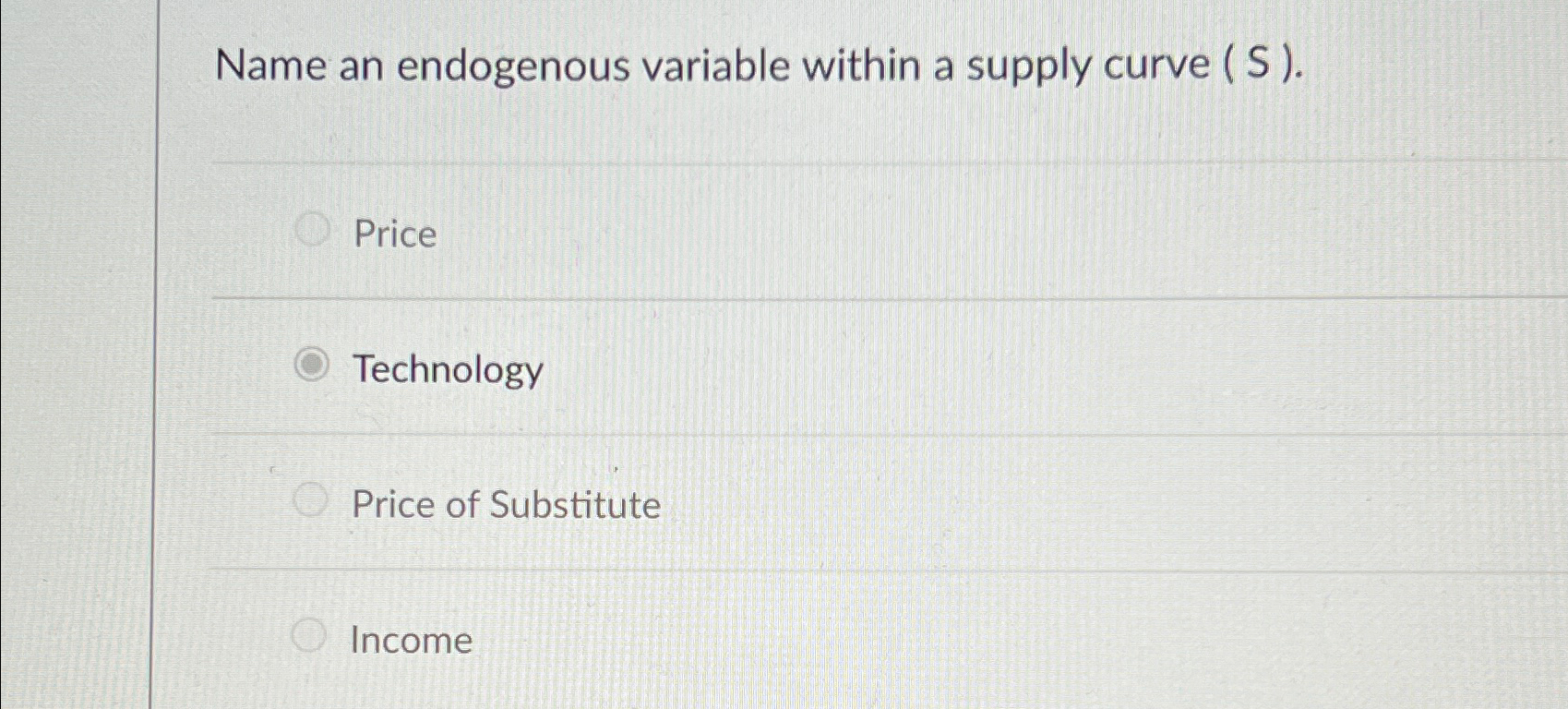 Solved Name an endogenous variable within a supply curve | Chegg.com