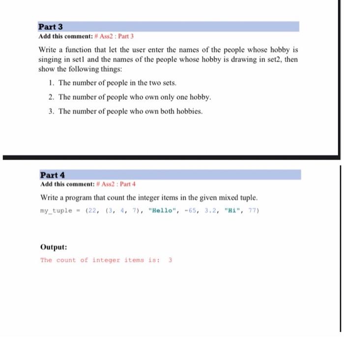 Solved Part 3 Add this comment: # Ass2: Part 3 Write a | Chegg.com