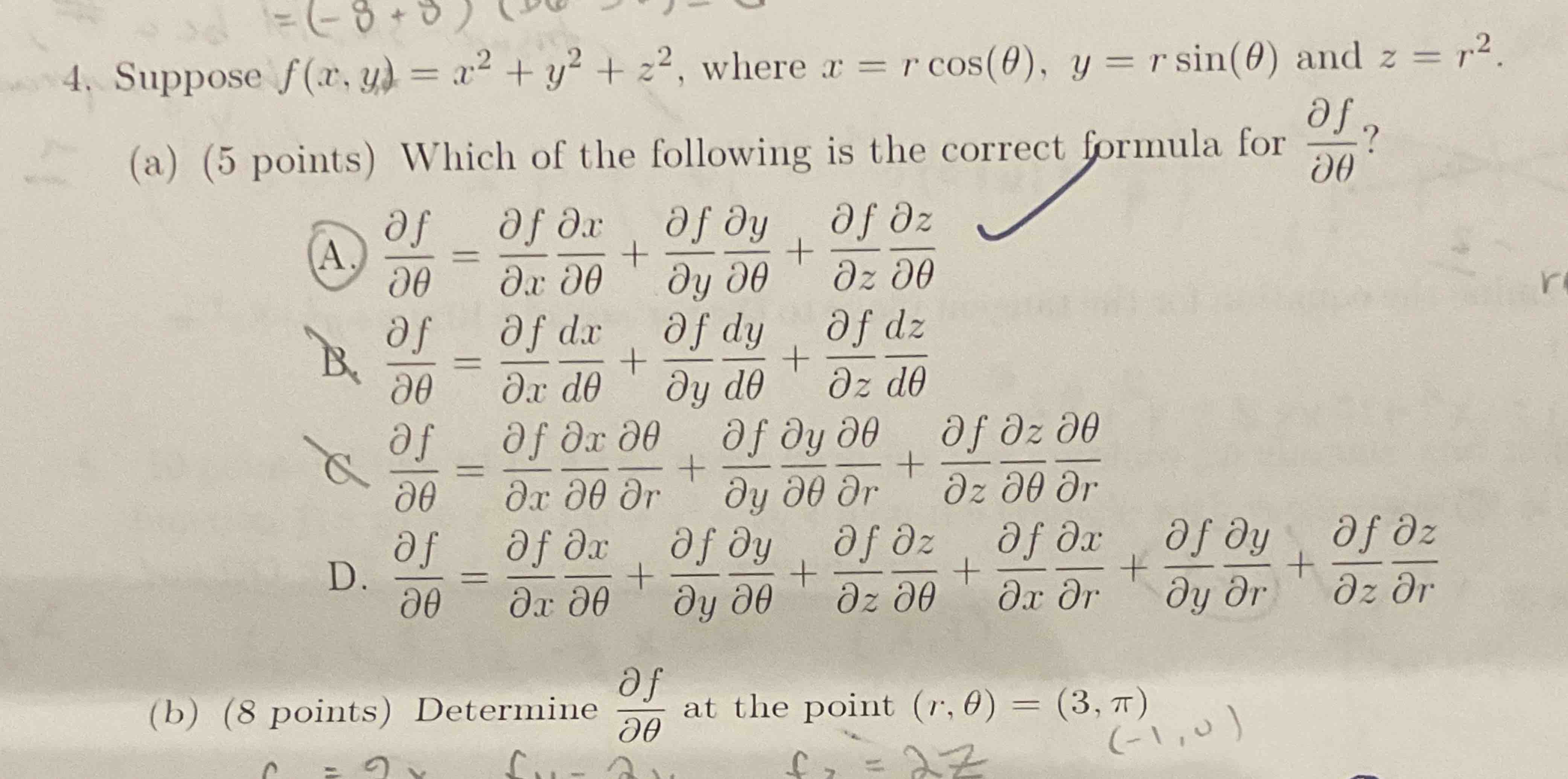 Solved Suppose f(x,y)=x2+y2+z2, ﻿where x=rcos(θ),y=rsin(θ) | Chegg.com
