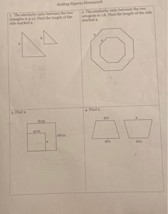 Solved Scaling Figures Homework 1. The similarity ratio | Chegg.com