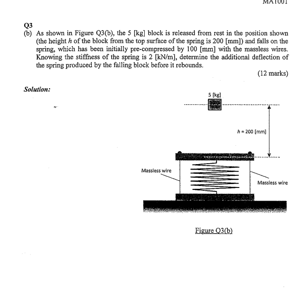 Solved Q3(b) ﻿As shown in Figure Q3(b), ﻿the 5[kg] ﻿block is | Chegg.com
