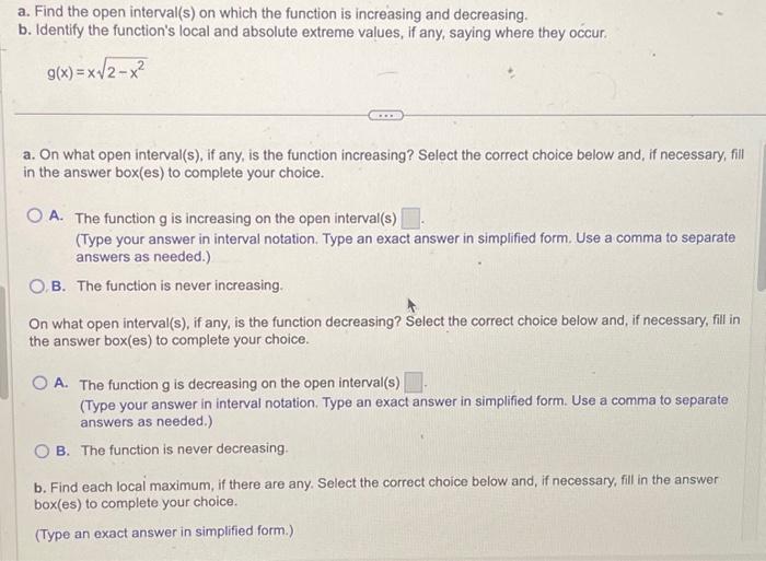 Solved a. Find the open interval(s) on which the function is | Chegg.com