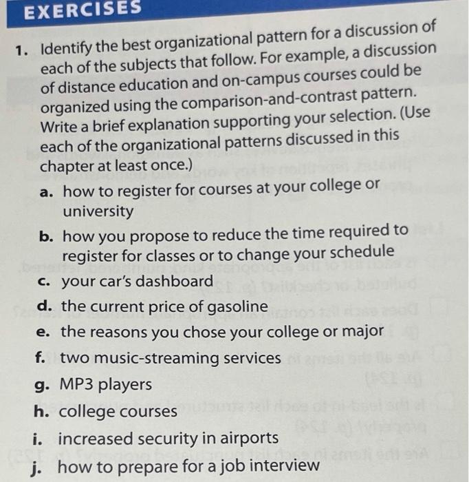 EXERCISES a 1. Identify the best organizational | Chegg.com