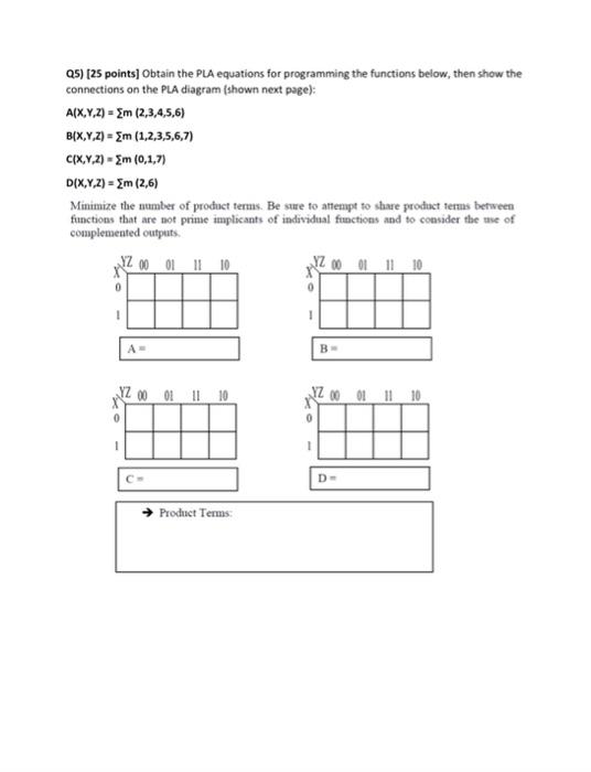 Solved 25) (25 points] Obtain the PLA equations for | Chegg.com