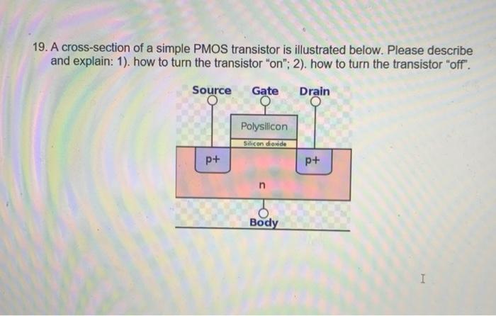Solved 19. A cross-section of a simple PMOS transistor is | Chegg.com