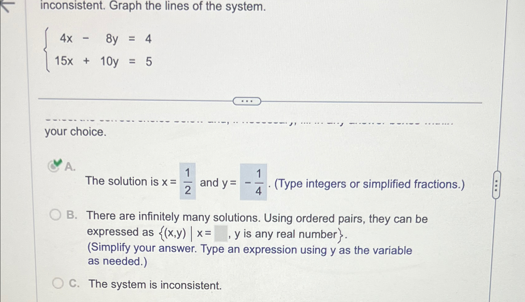 Solved inconsistent. Graph the lines of the | Chegg.com