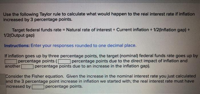 Solved Use the following Taylor rule to calculate what would | Chegg.com